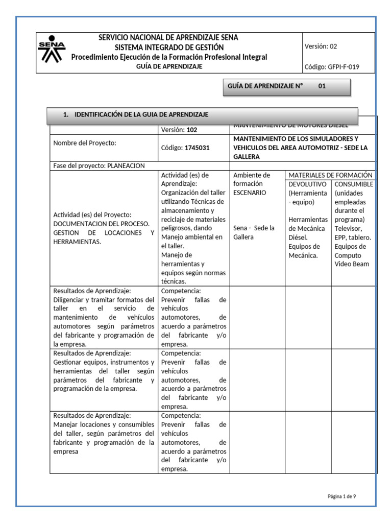 1 - GFPI-F-019 - Formato - Guia - de - Aprendizaje - PLANEACION | PDF | Motor de combustión ...