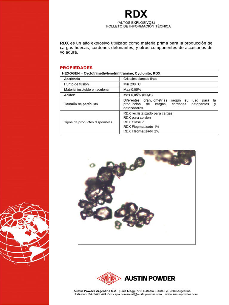 AP Explosivo Primario RDX TDS ESP | PDF