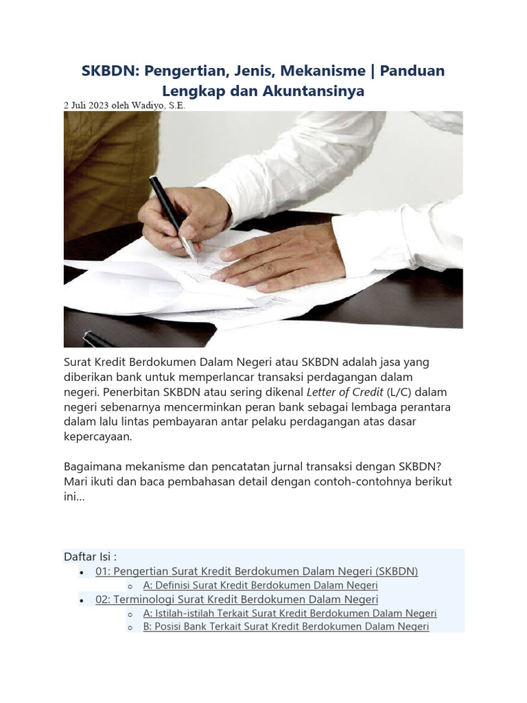 SKBDN, Pengertian, Jenis, Mekanisme, Panduan Lengkap Dan Akuntansinya | PDF