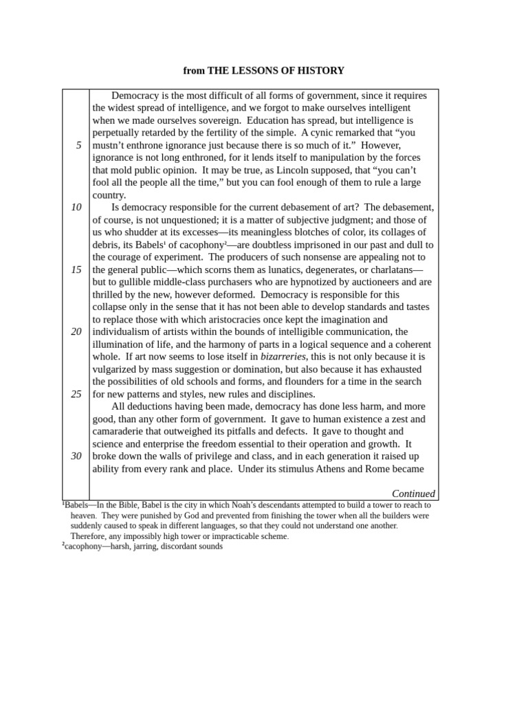 Lessons of History | PDF | Politics | History