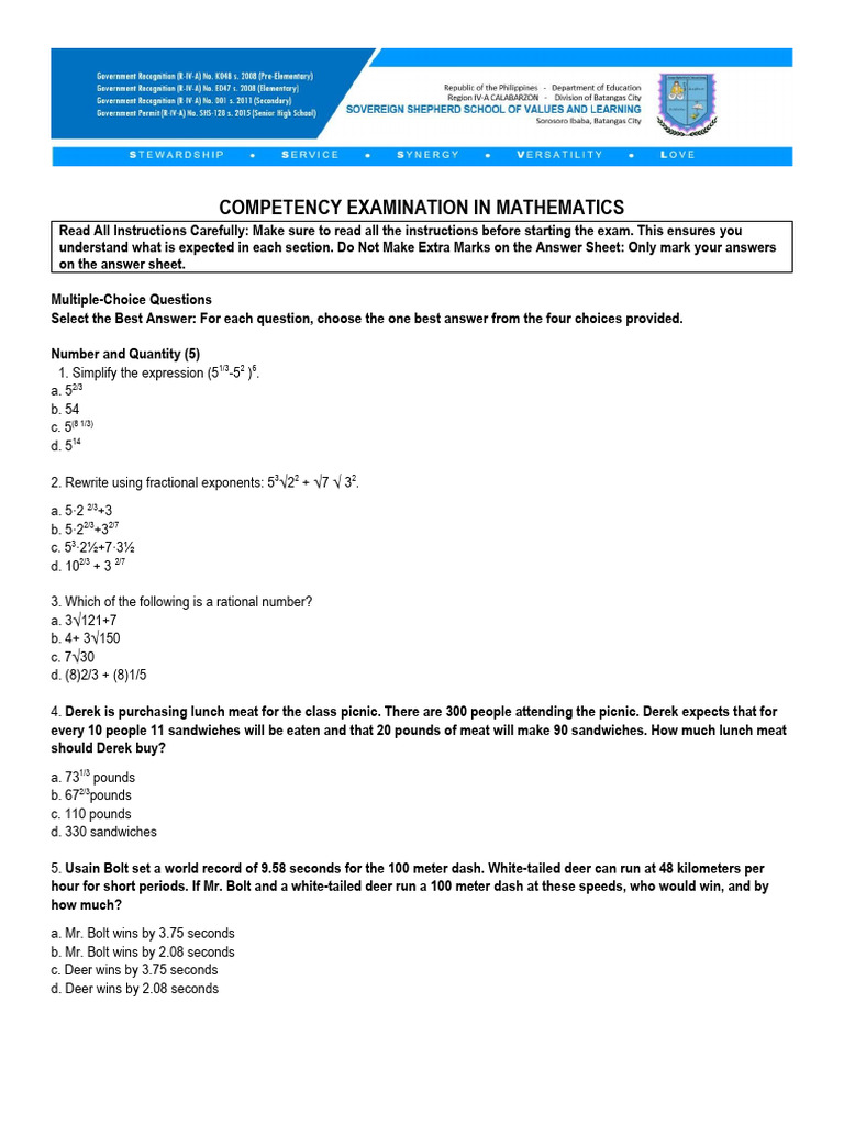 Competency Exam Math For Teachers Pdf