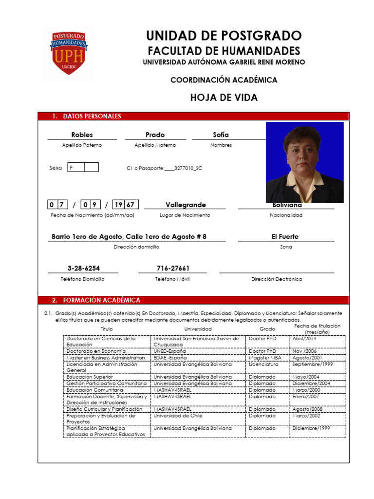 1 CV - Uph - 2021 Sofia Robles Prado | PDF