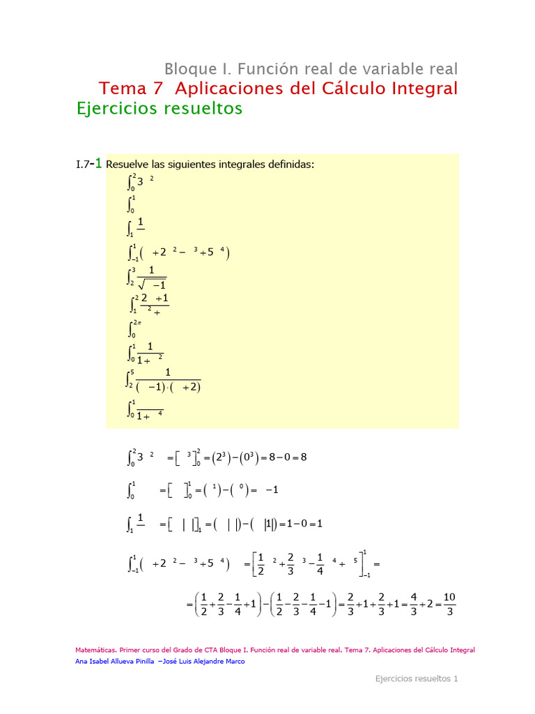 Tema7 Resueltos Aplicaciones Integrales | PDF | Conceptos matemáticos | Zona