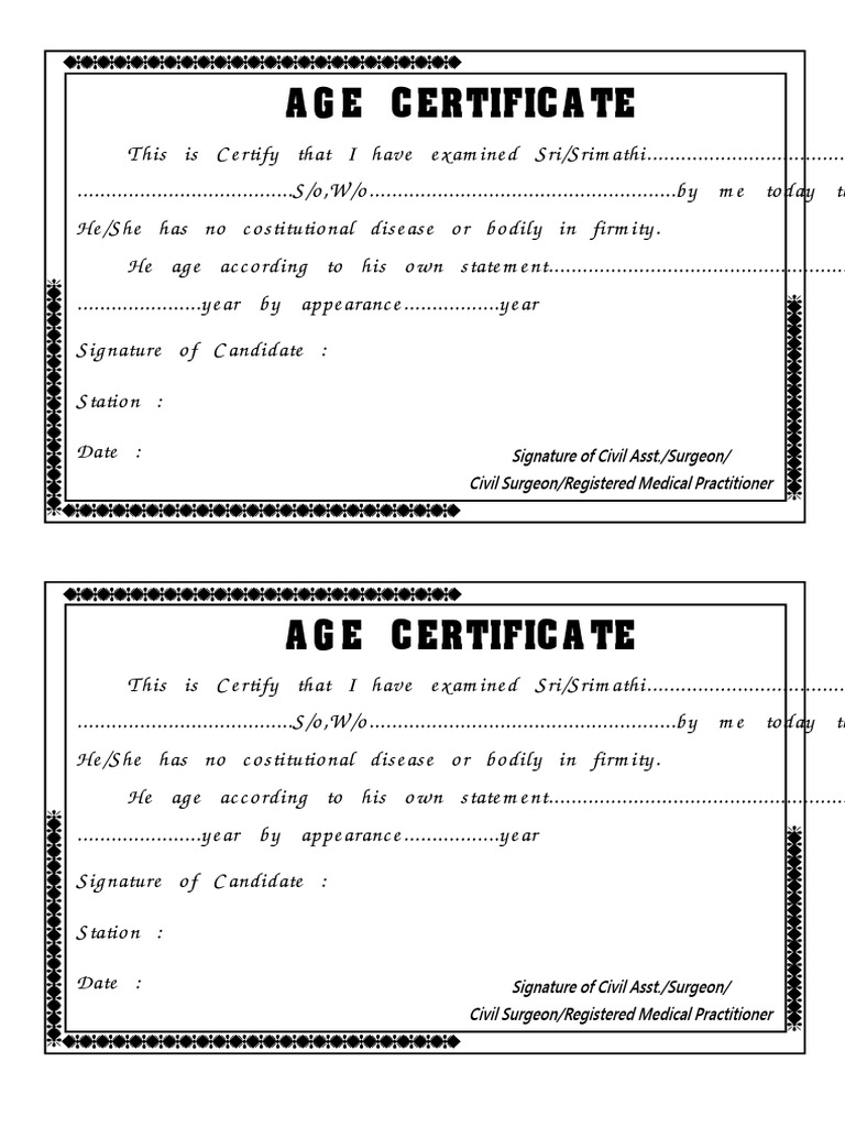 Age Certificate | PDF