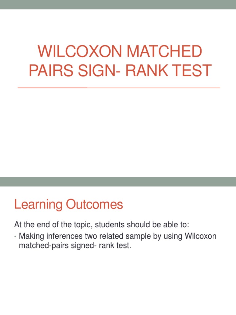 Wilcoxon Matched-Pairs Signed-Ranks Test | PDF | Statistical Hypothesis ...