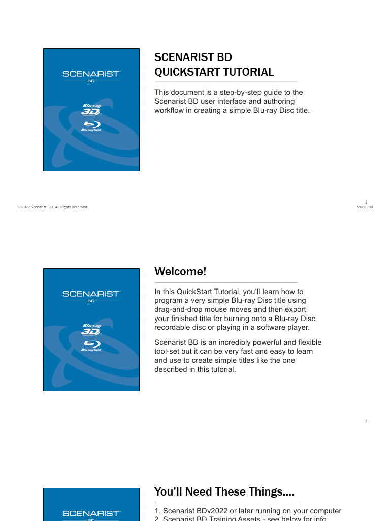 Scenarist BD QuickStart Tutorial v1.1 | PDF