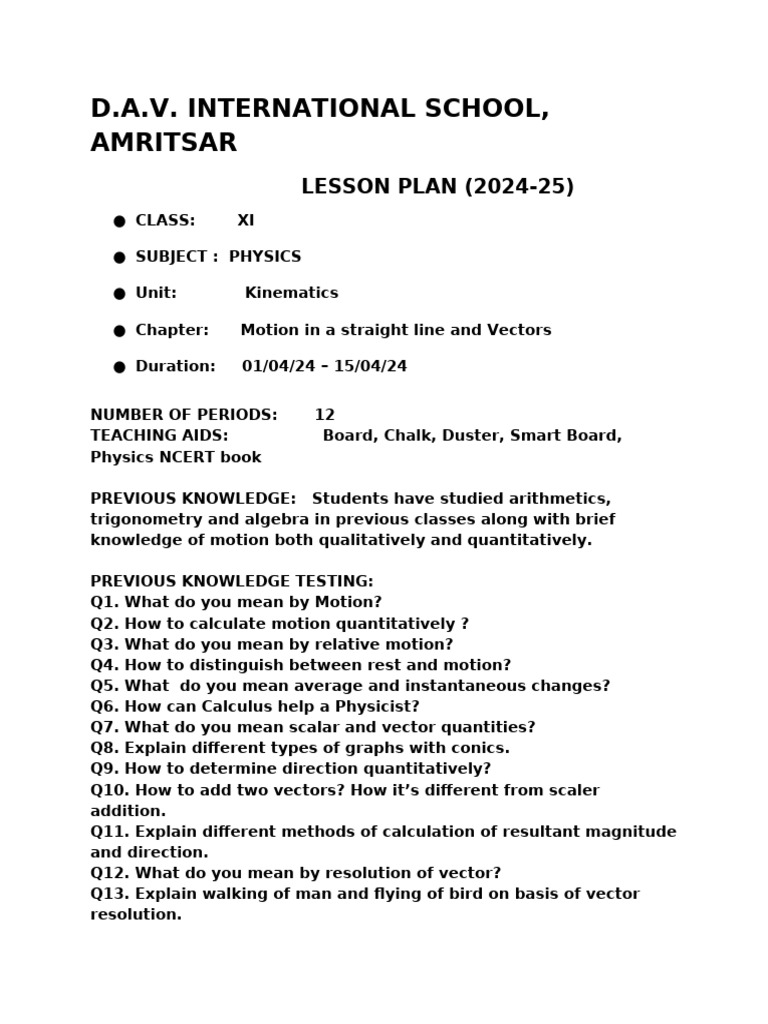Lesson Plan April 2024 Class 12 Cbse | PDF