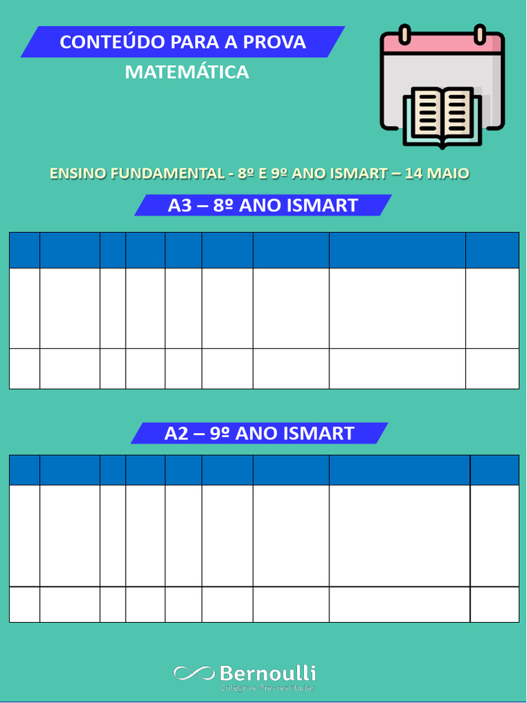 Conteúdo para A Prova A2 e A3 - Matemática - EF - 8 e 9º ISMART - 14 Maio | PDF