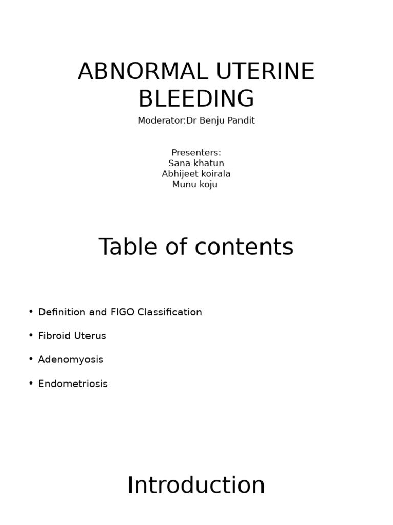Abnormal Uterine Bleeding | PDF