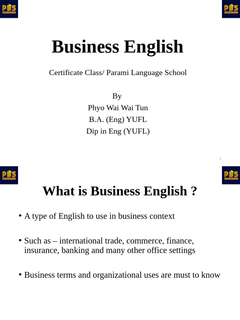 Business English: Certificate Class/ Parami Language School by Phyo Wai ...