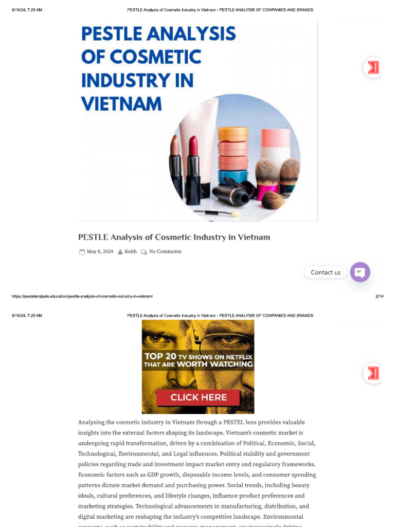 2024 - Cosmetics - Analysis of Cosmetic Industry in VIetnam - Pestle ...