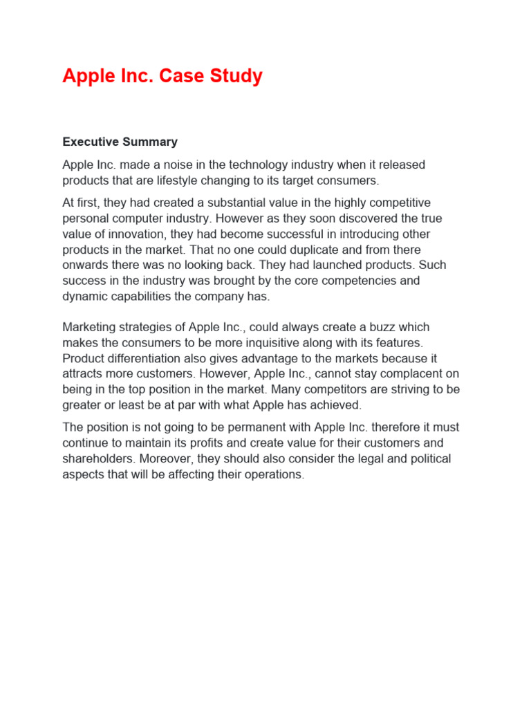 Lecture 8 Apple Inc. Case Study | PDF