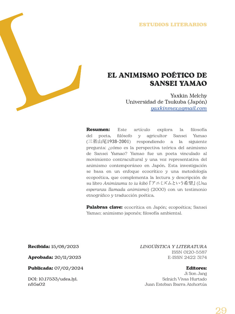 El Animismo Poetico de Sansei Yamao 2024 | PDF | Amor | Haiku
