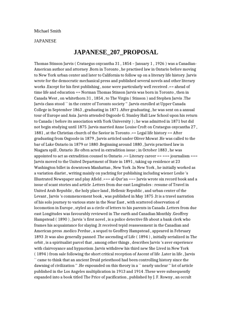 Japanese 207 Proposal | PDF