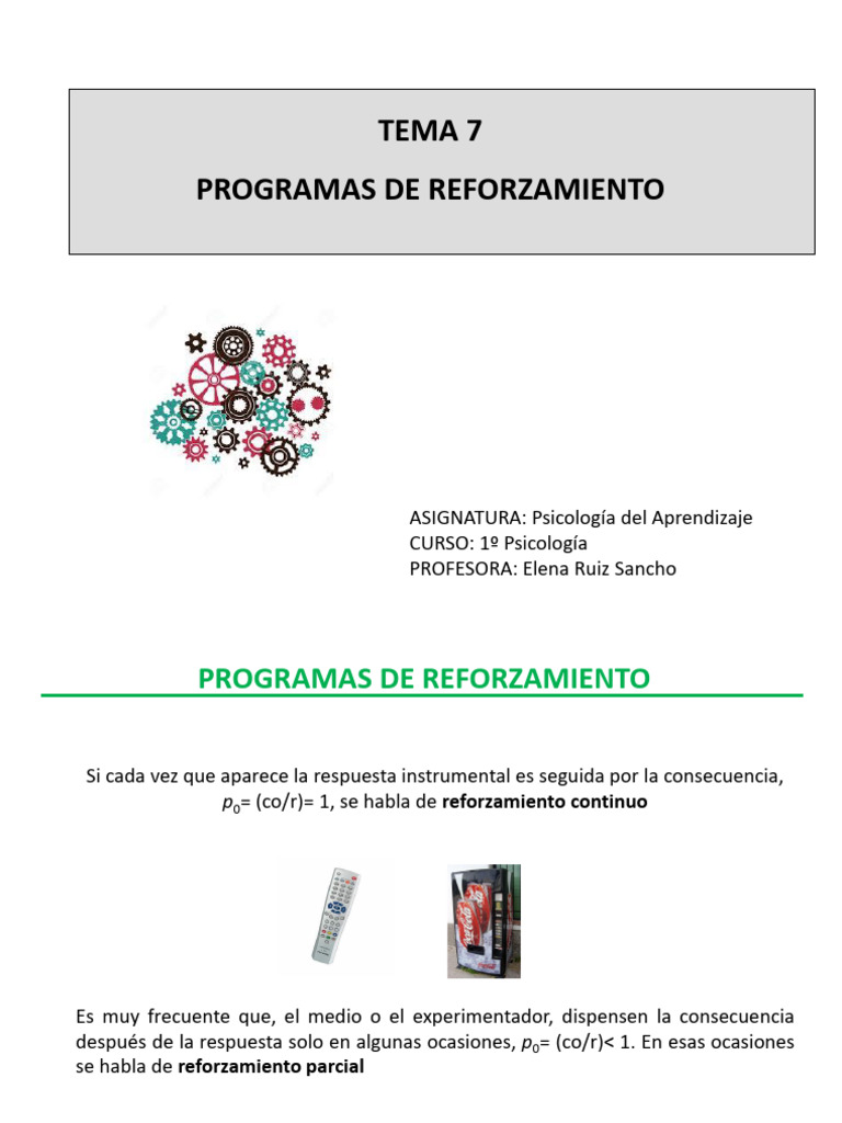 TEMA 7. PROGRAMAS DE REFUERZO - Alumnos | PDF