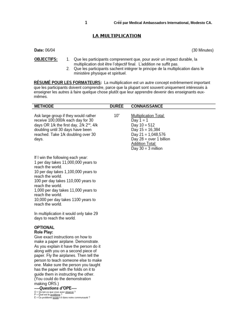 La Multiplication | PDF