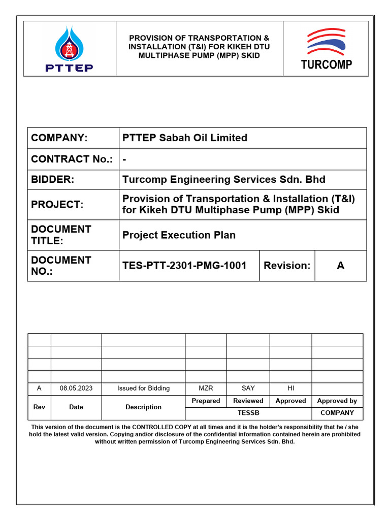 PTTEP MPP Skid Installation PEP | PDF