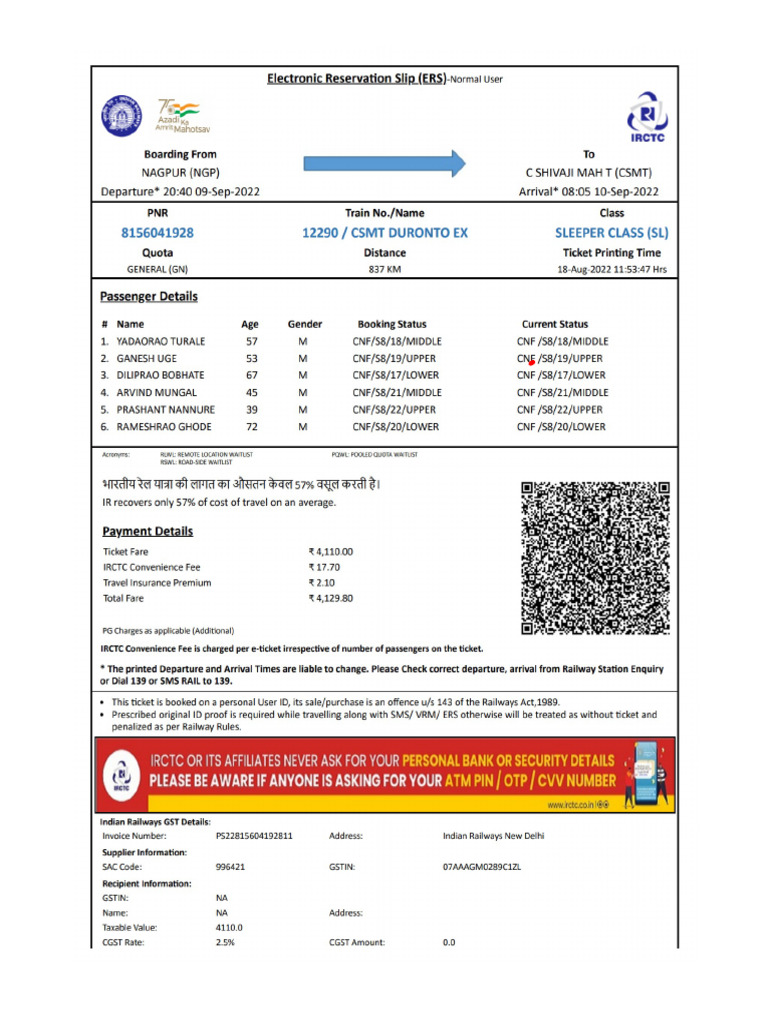 Nagpur Mumbai 06ticket | PDF
