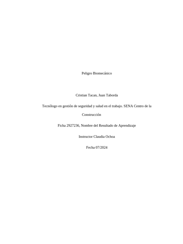 Peligro Biomecanico Juan Y Cris | PDF