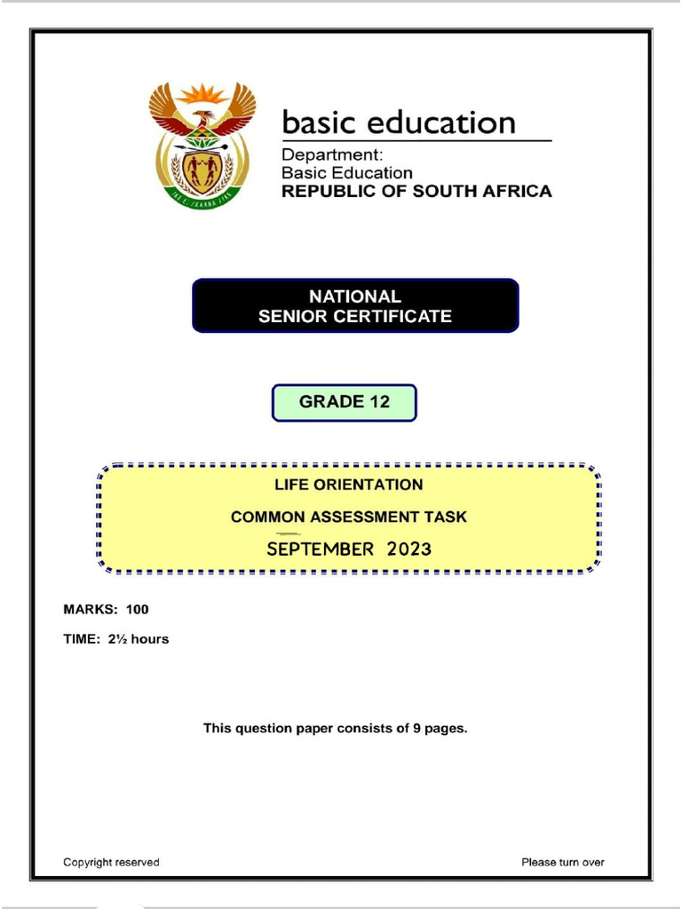 Life Orientation - August - 16 - 2024 - Grade 12 | PDF