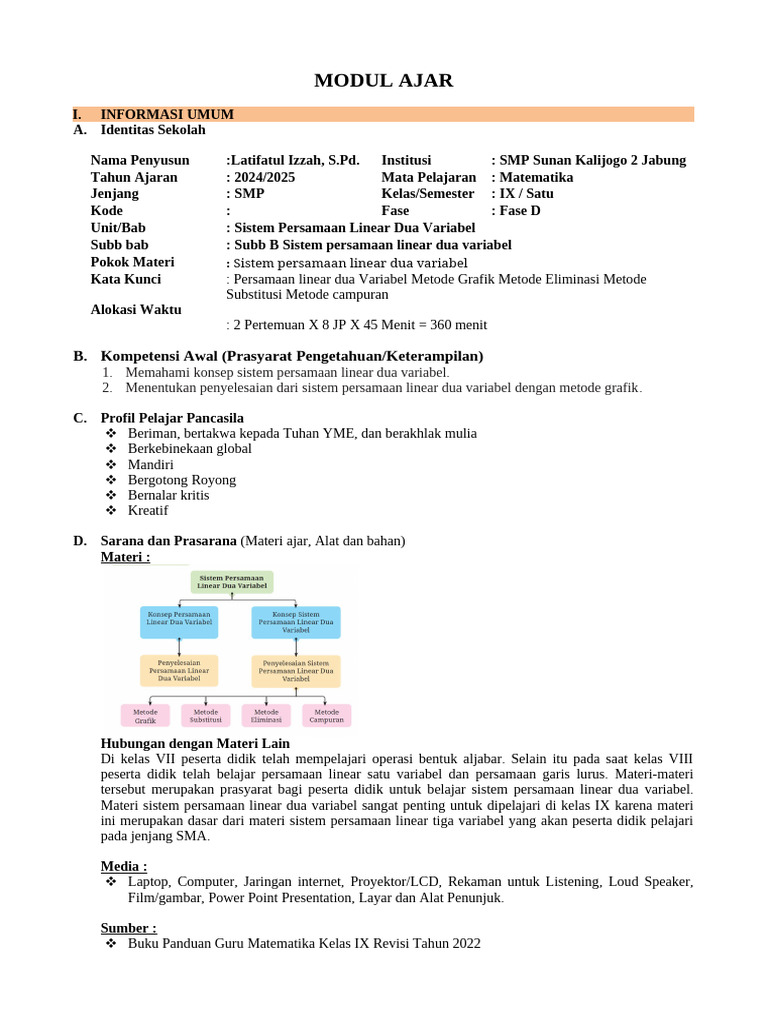 Modul Ajar SPLDV | PDF