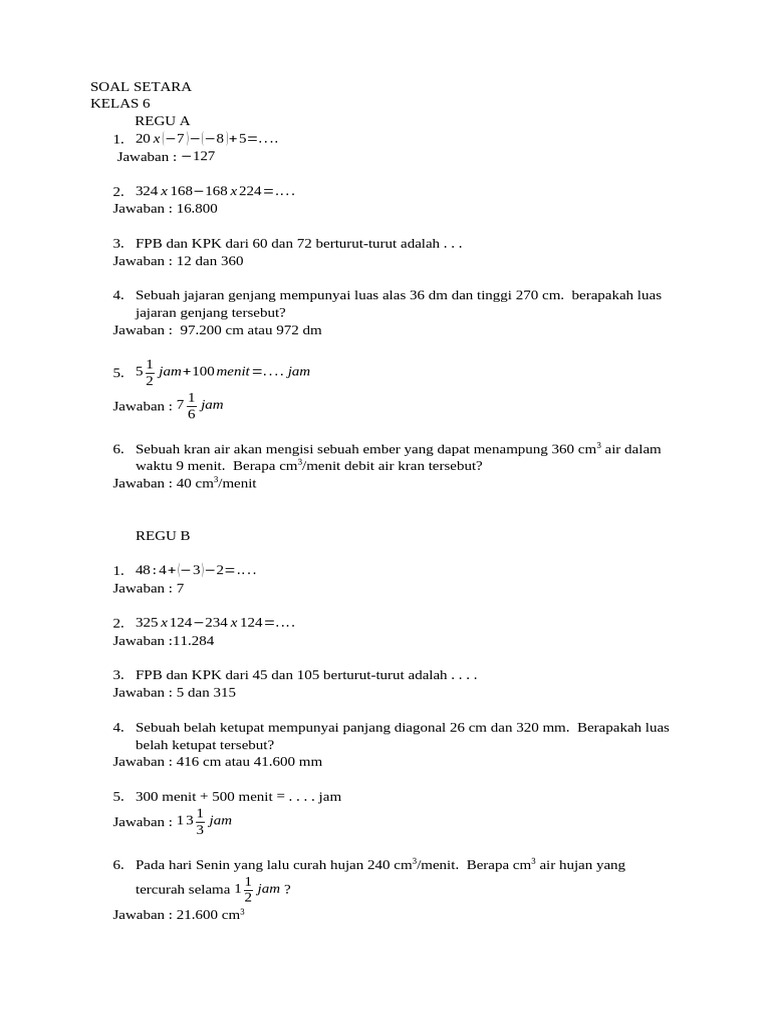 Soal LCC Kelas 6 | PDF