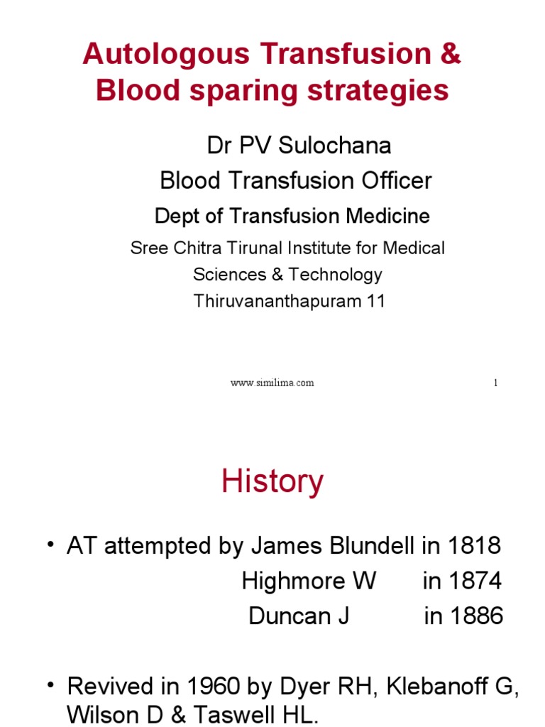 Auto Logous Transfusion | PDF | Blood Transfusion | Blood Donation