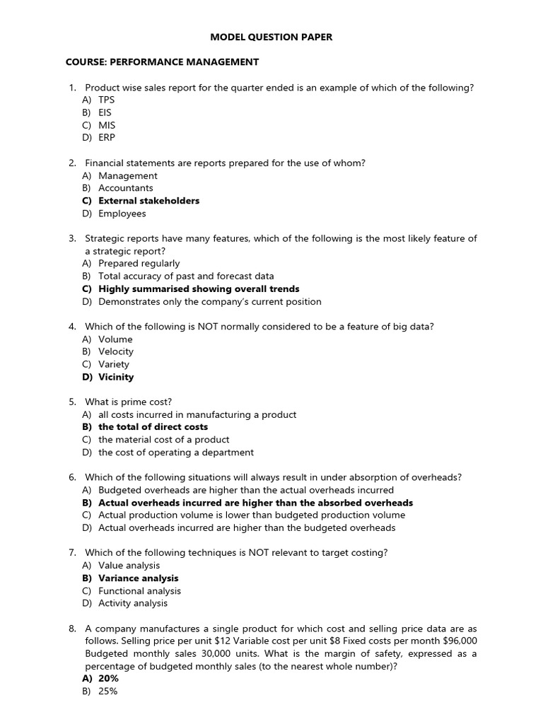 MCQs Performance Management | PDF | Performance Appraisal | Mentorship