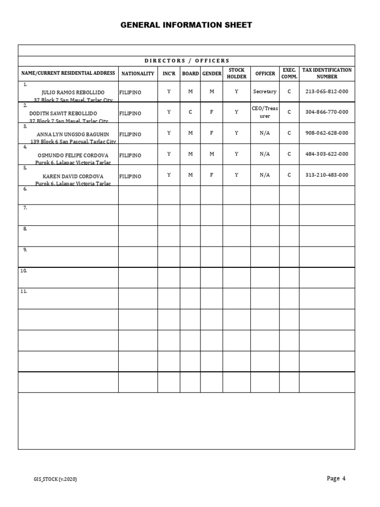 General Information Sheet | PDF