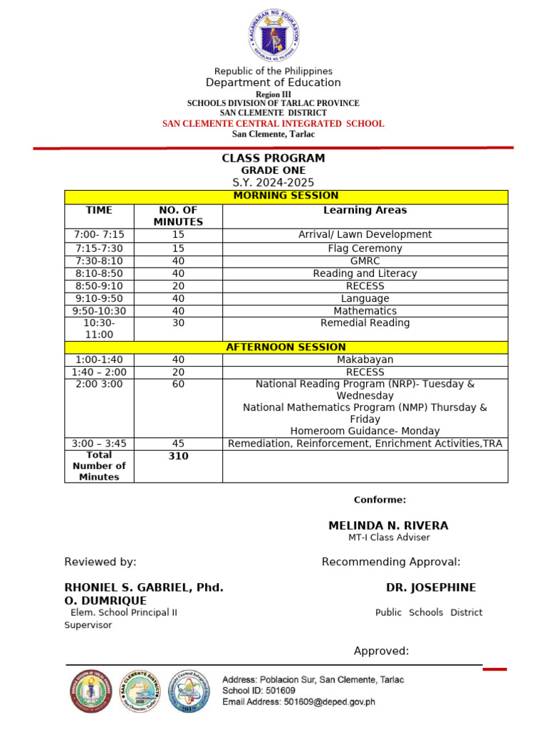 CLASS-PROGRAM-Grade-One-Love fINAL | PDF