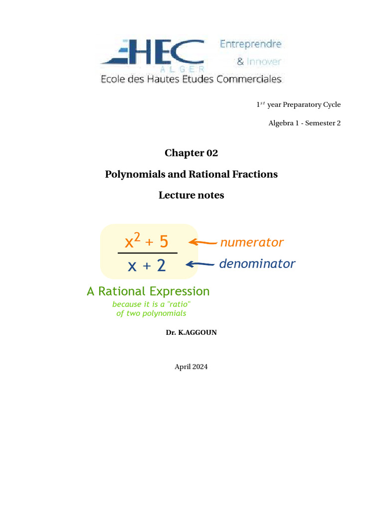 2 Numerator: A Rational Expression | PDF