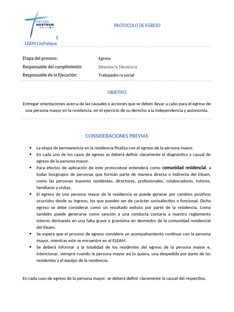 Protocolo de Egreso | PDF