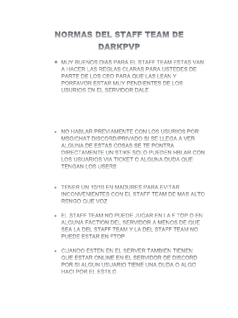 Normas Del Staff Team de Darkpvp | PDF