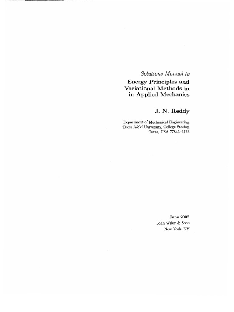 Reddy - (Solution Manual) Energy Principles and Variational Methods in Applied Mechanics (2002 ...