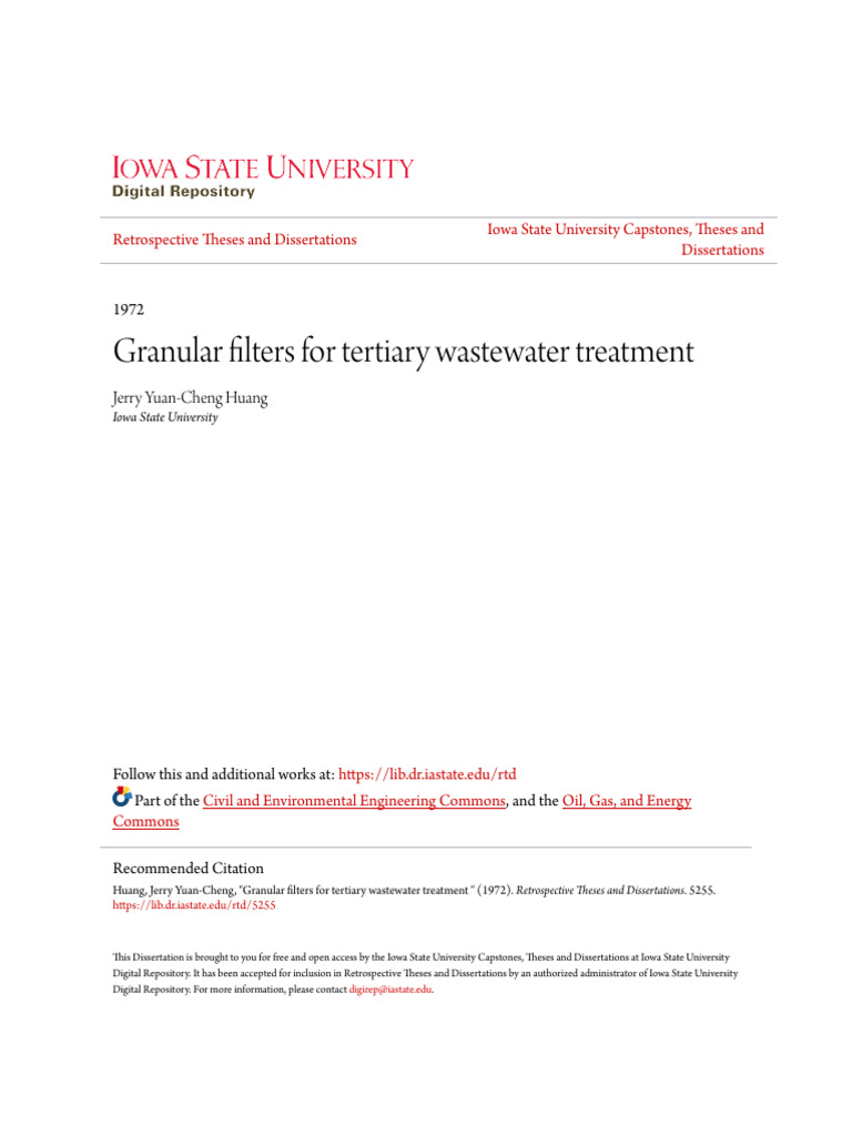 Granular Filters For Tertiary Wastewater Treatment | PDF