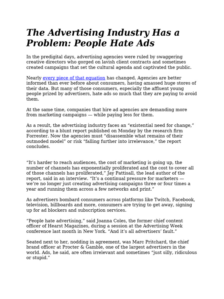 The Advertising Industry Has A Problem | PDF