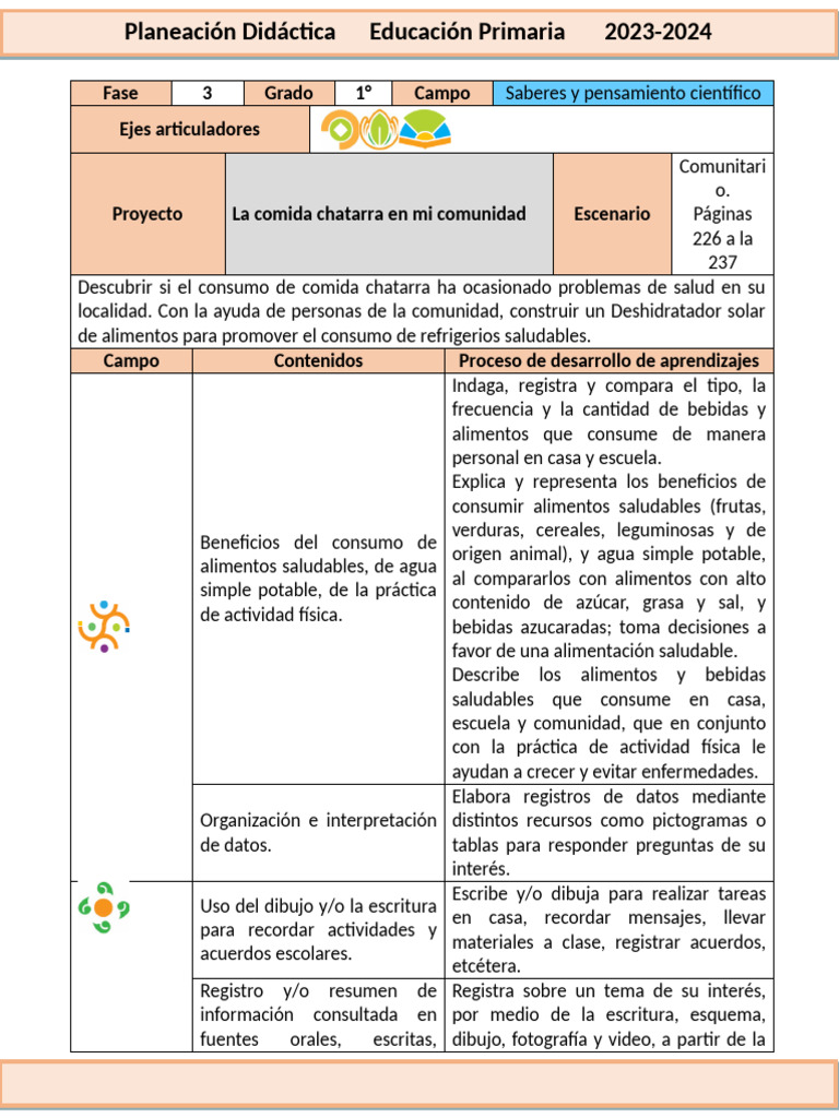 1er Grado Mayo - 05 La comida chatarra en mi comunidad (2023-2024) | PDF