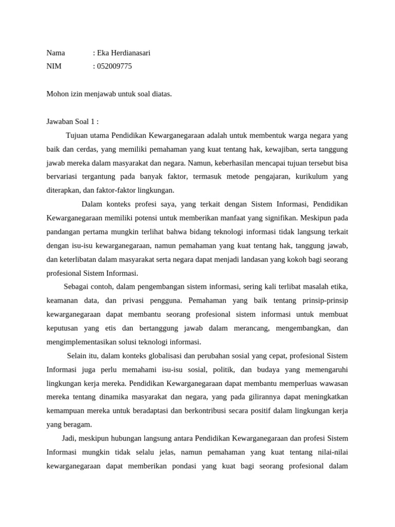 Tugas 1 Mapel Pengantar Pendidikan Kewarganegaraan | PDF