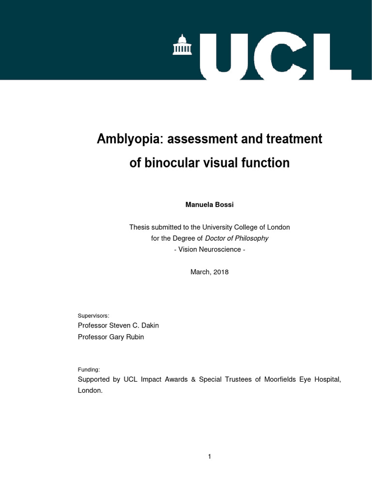 Amblyopia Assessment And Treatment Of Bi Pdf