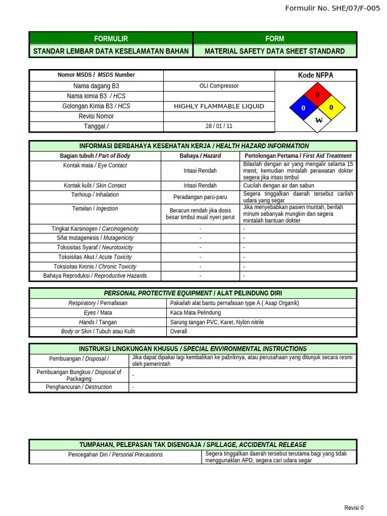 MSDS Oli Compressor | PDF