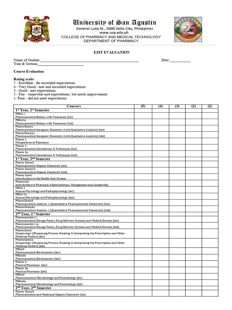 Exit Evaluation | PDF