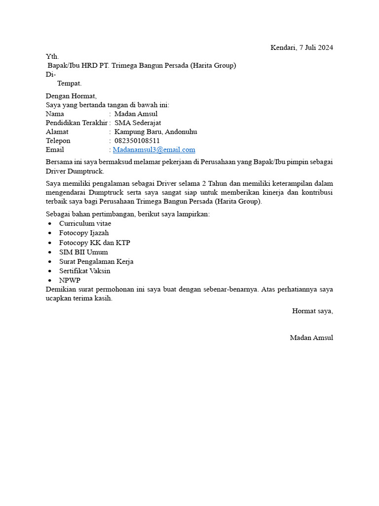 CV MADAN AMSUL | PDF