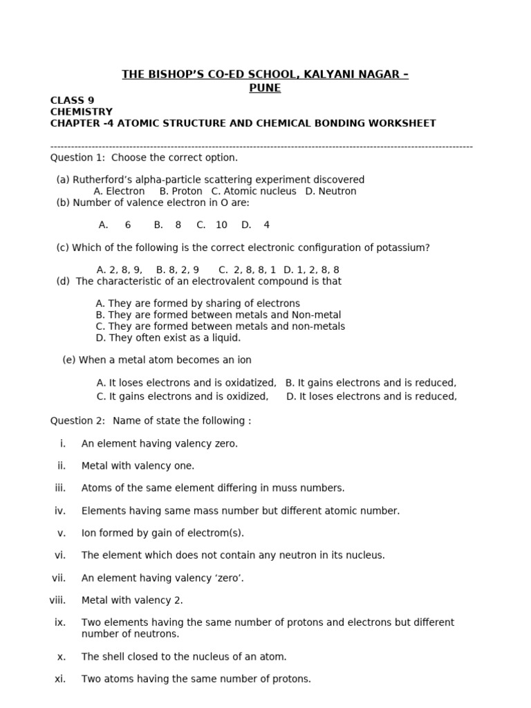 02082024015448chemistry Class 9 Ch-4 Worksheet | PDF