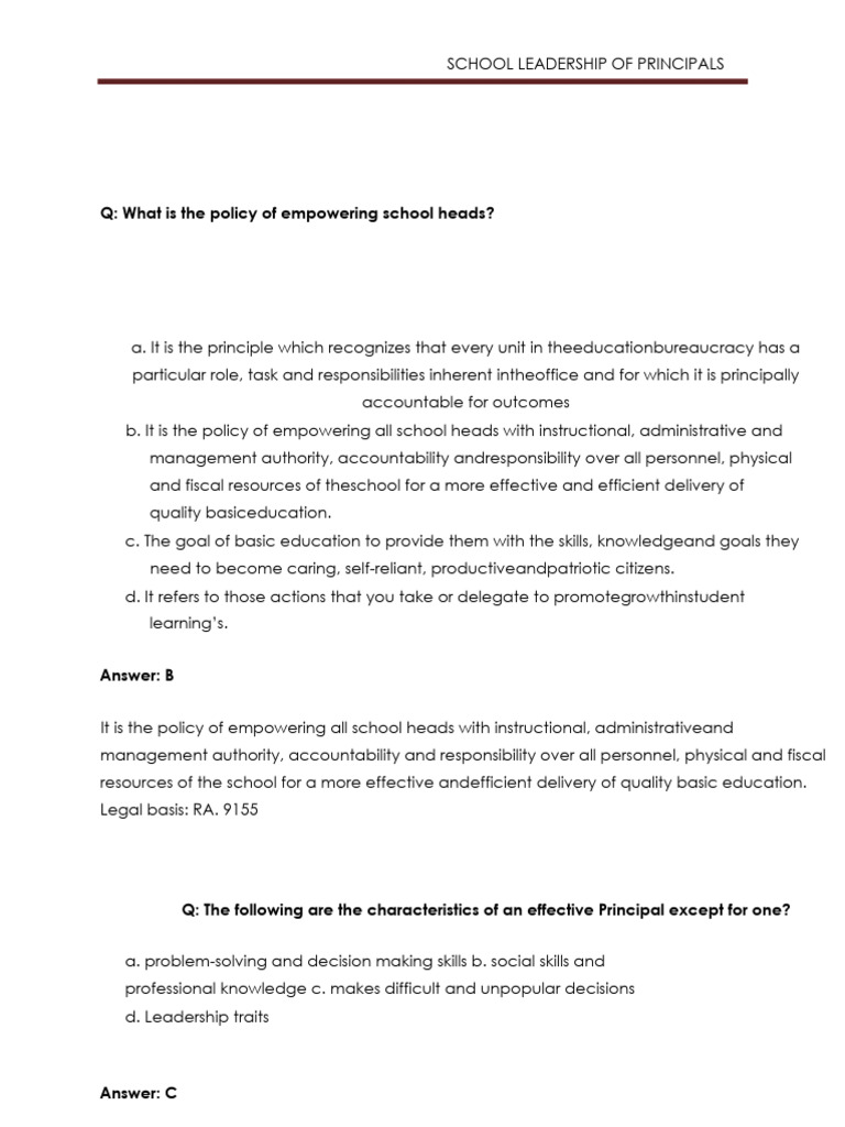 2021 Nqesh Reviewer School Leadership | PDF