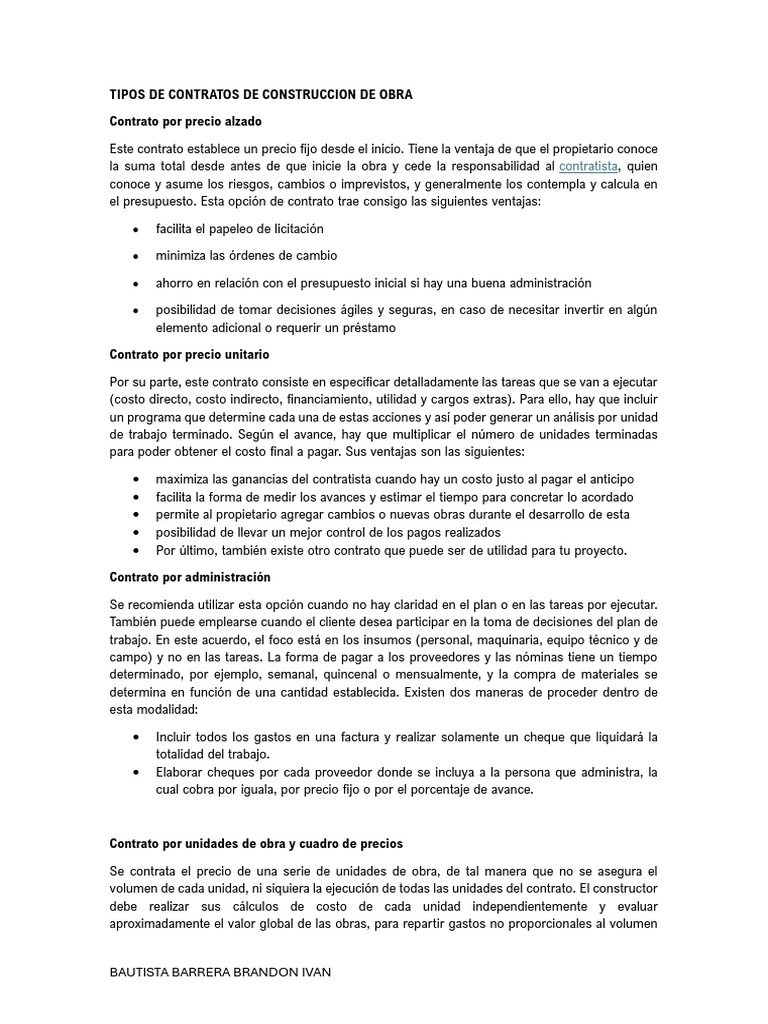 TIPOS DE CONTRATOS | PDF