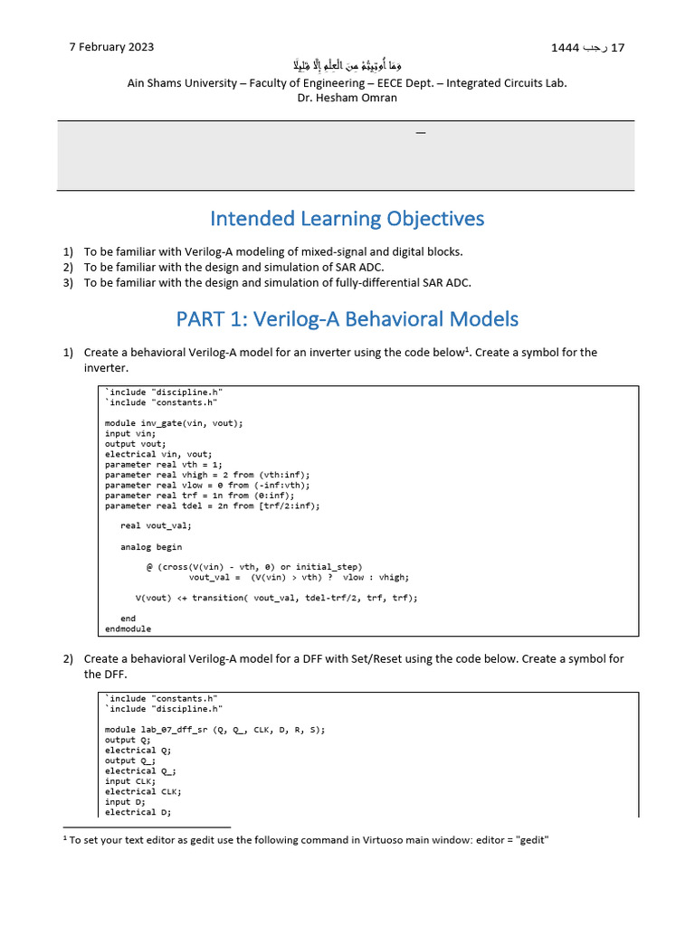 Asys Lab 08 Cadence Sar v01 | PDF