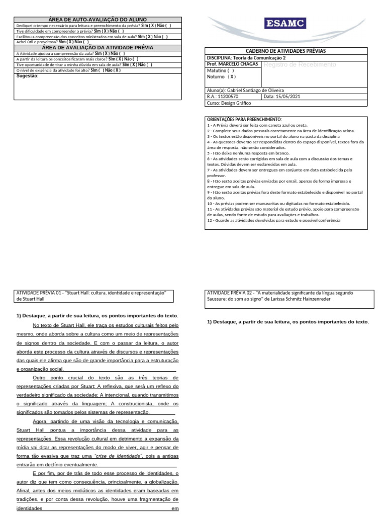 Caderno de Prévias TECOM 2 | PDF