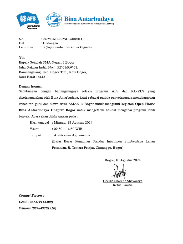 Surat Undangan Open House 2024 | PDF