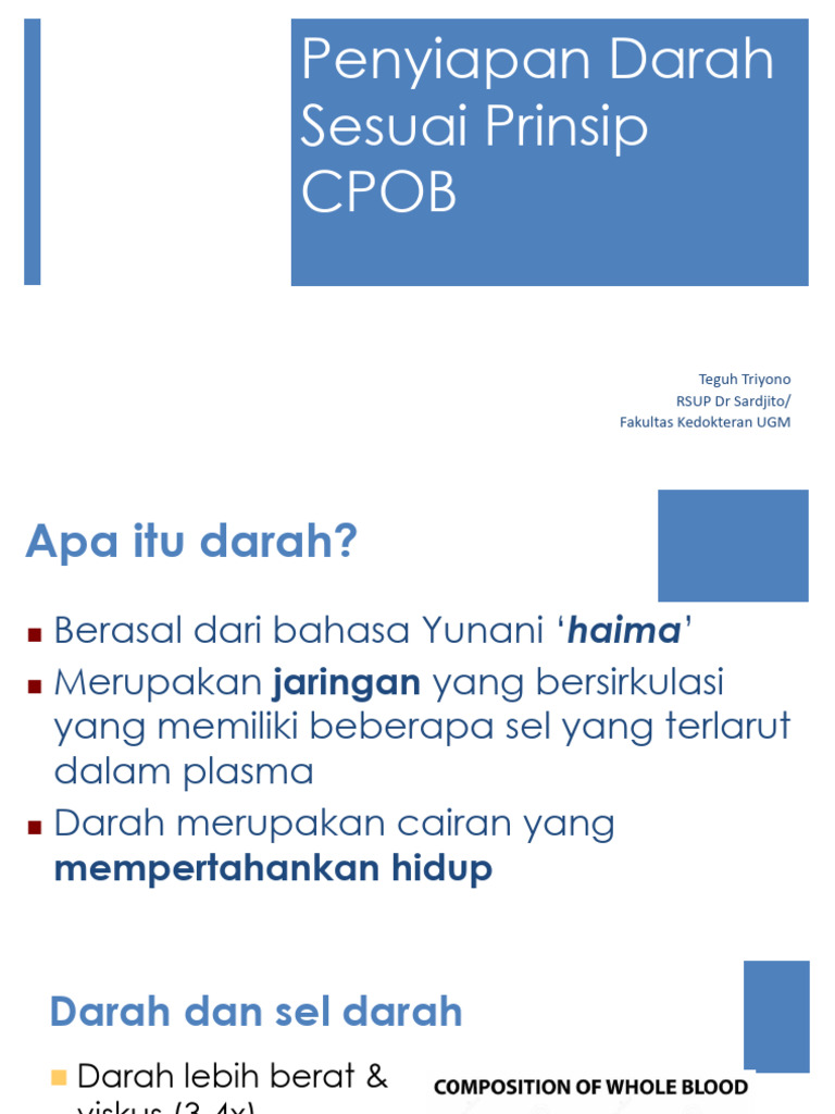 Penyiapan Darah Cpob | PDF