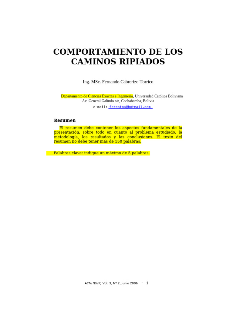 Comportamiento de Caminos Ripiados - Acta Nova | PDF